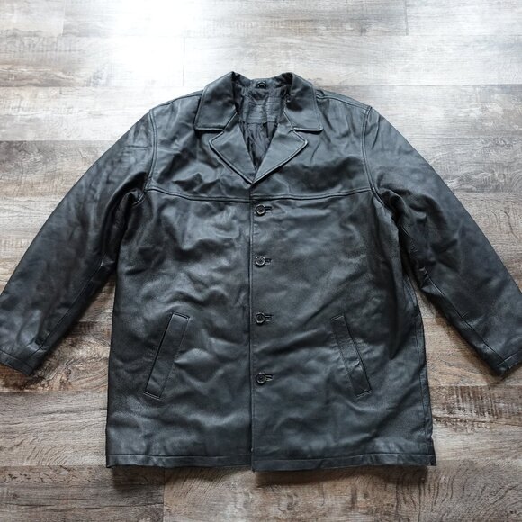 Trader Bay | Jackets & Coats | Trader Bay Leather Overcoat Jacket Mens ...